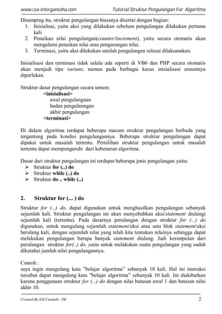 Pengulangan for Algoritma | PDF