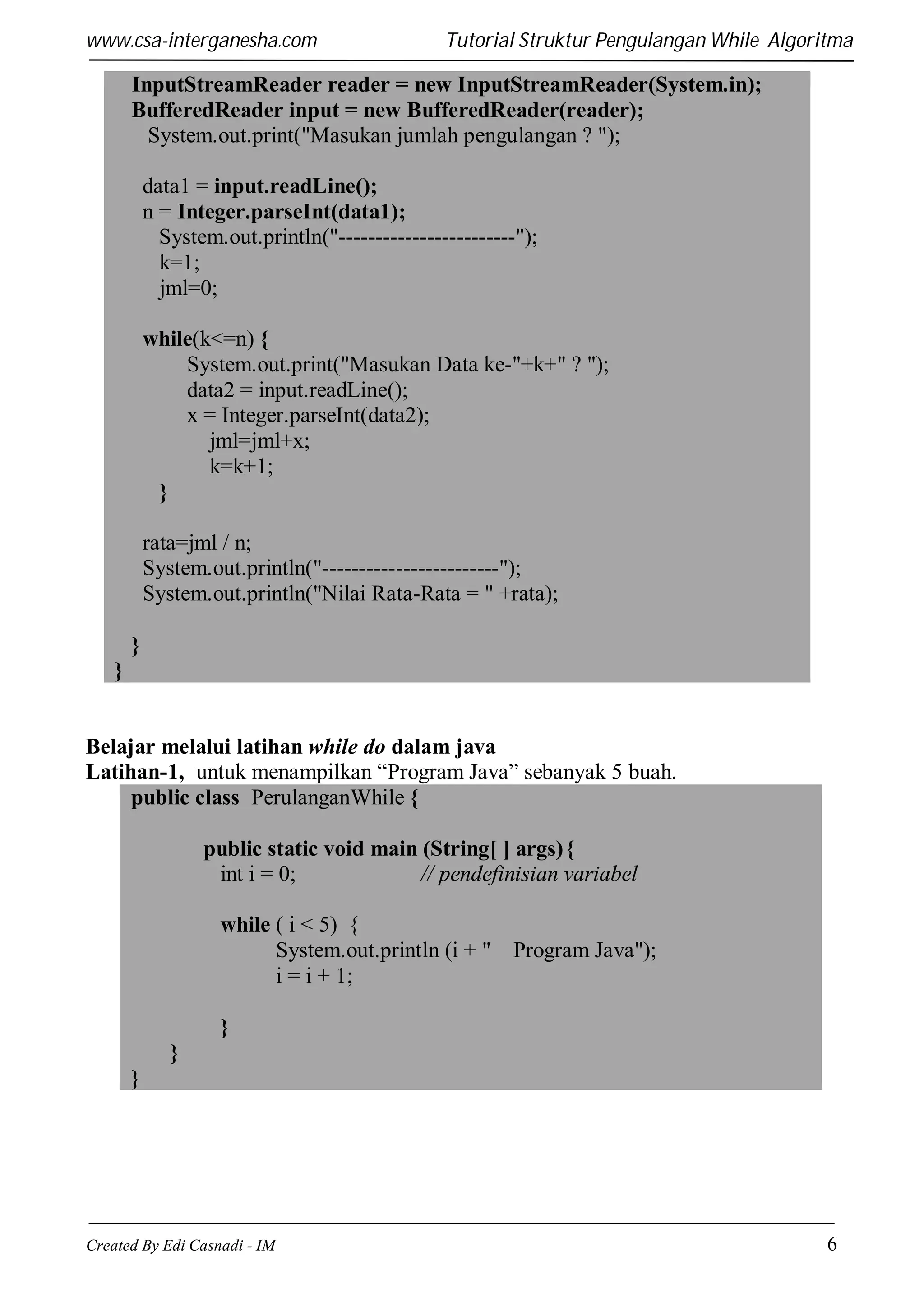 Pengulanganwhilealgoritma | PDF | Free Download