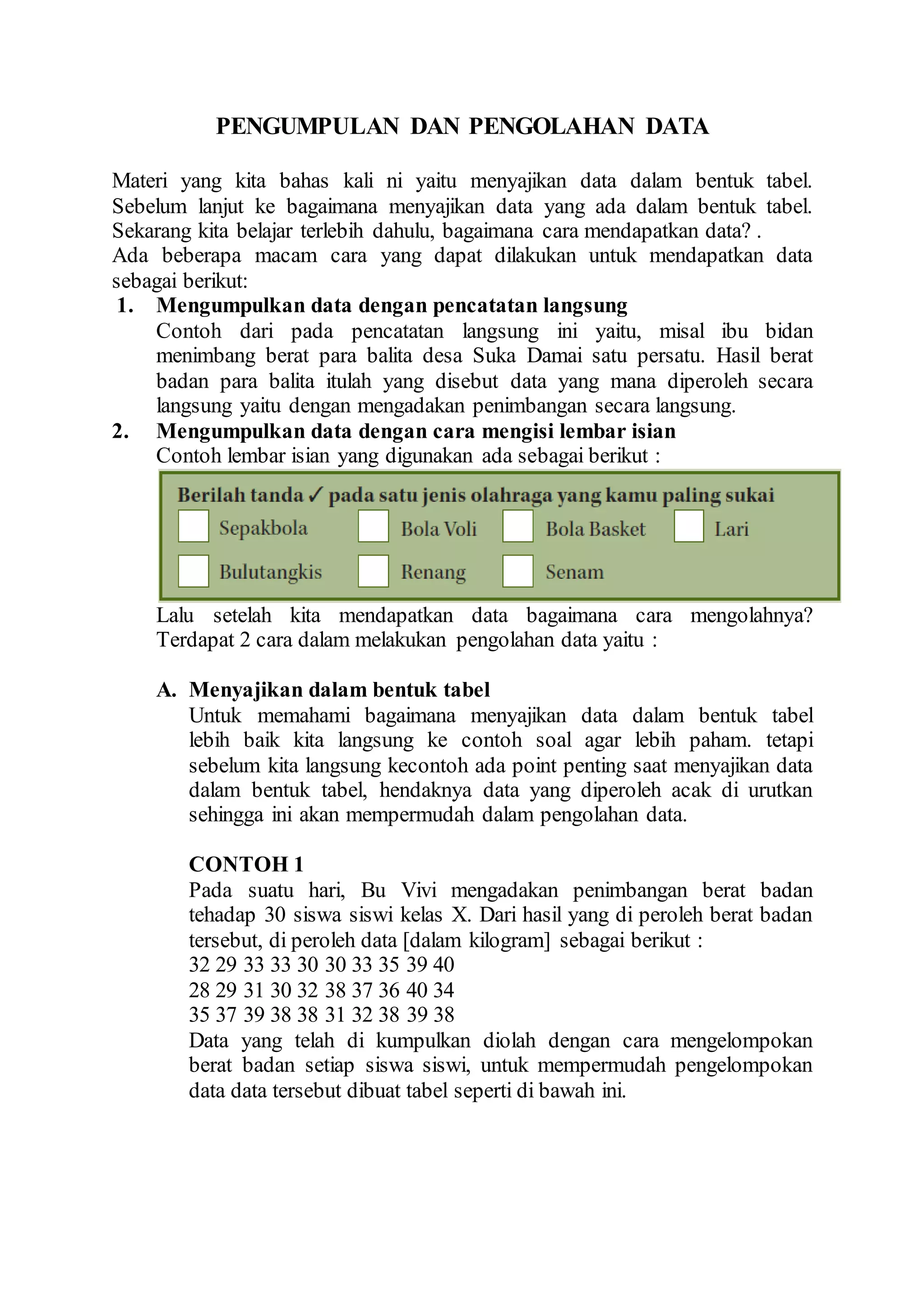 Pengumpulan dan pengolahan data | PDF