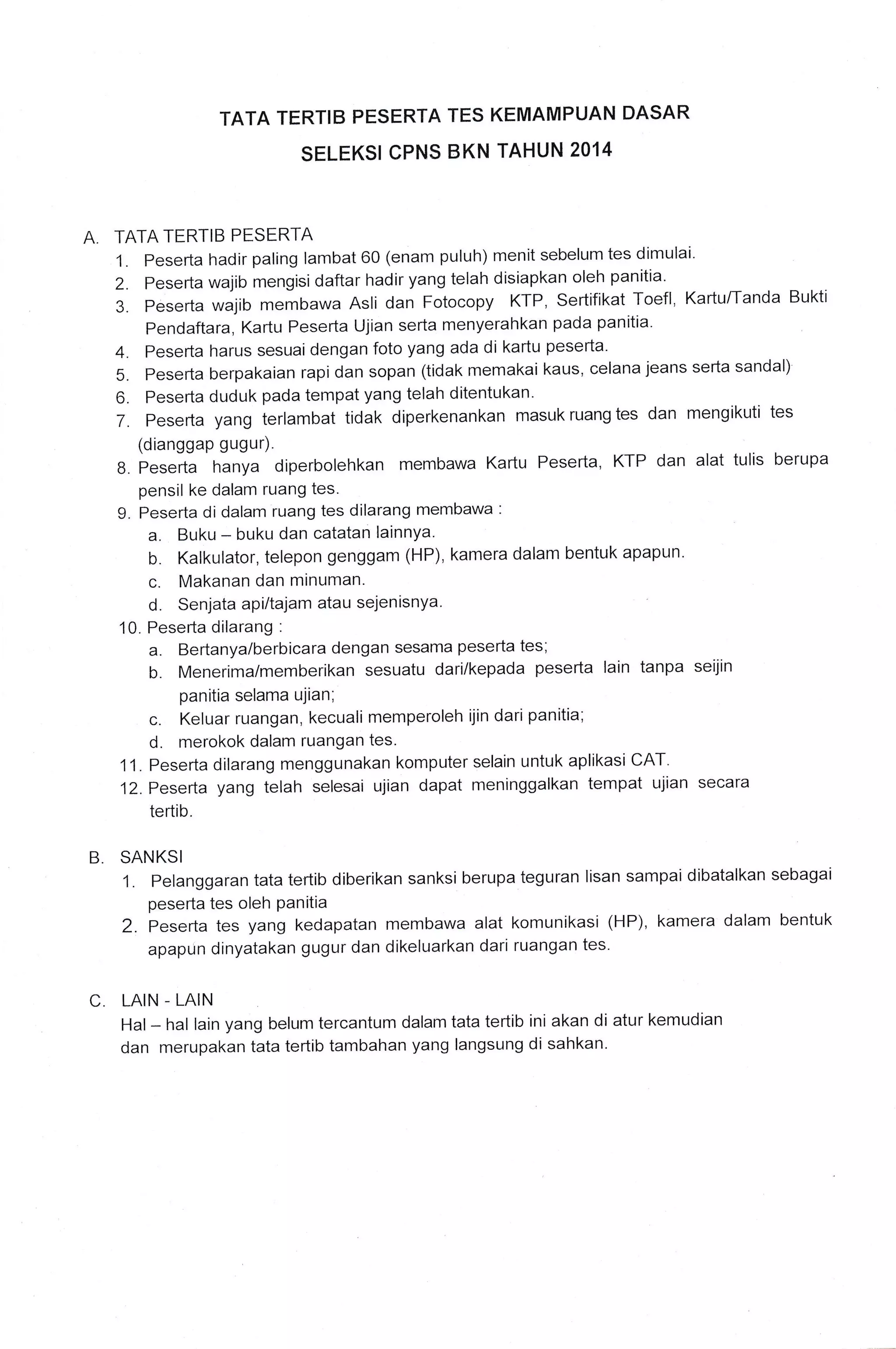 Pengumuman jadwal-sesi-tkd-cpns-bkn-2014 | PDF