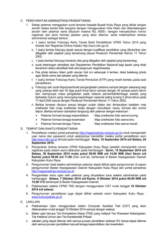 Pengumuman cpns kubu raya 2014 | PDF