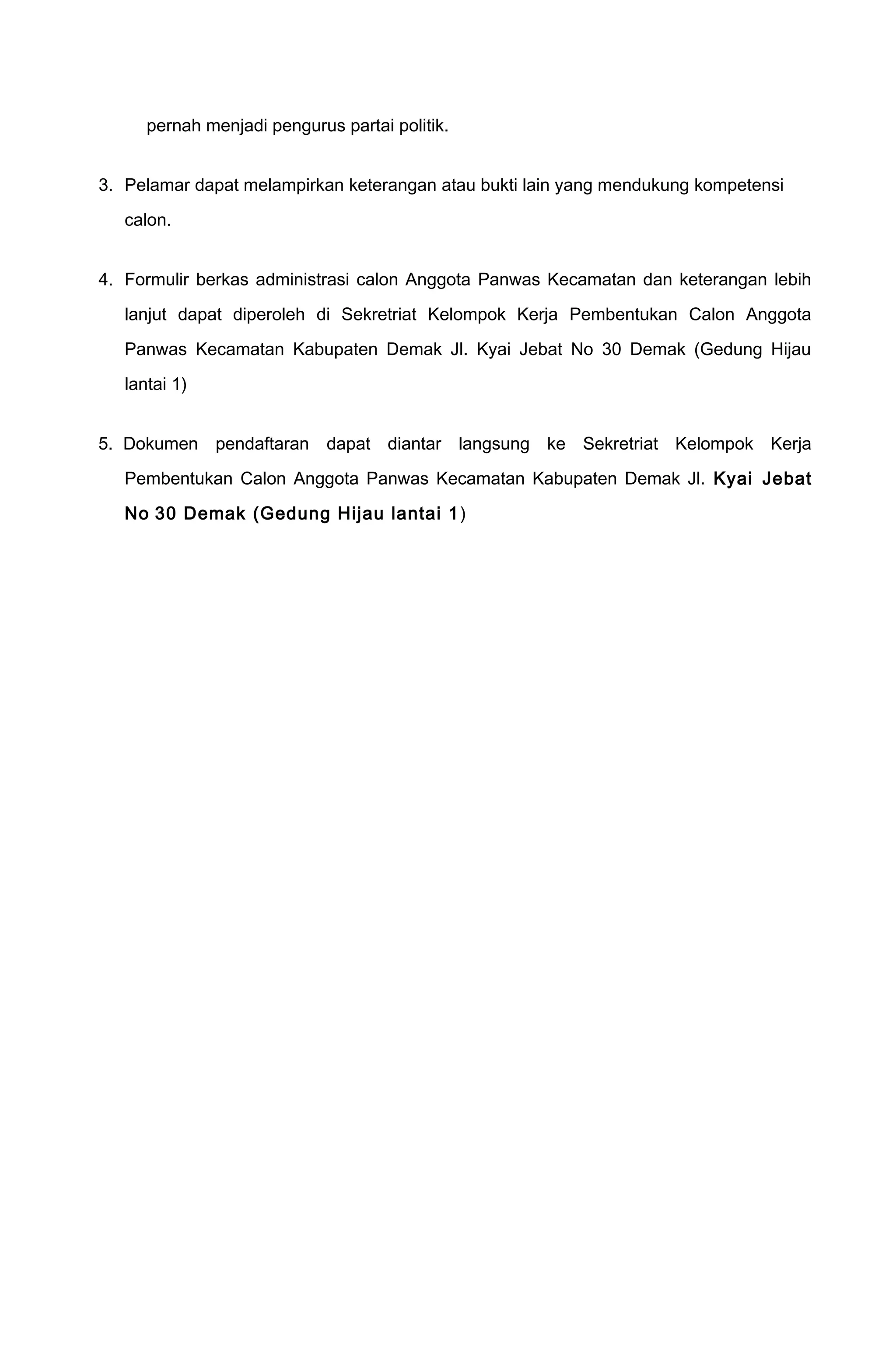 Pengumuman Dan Formulir Panwas Kecamatan 1 Pdf