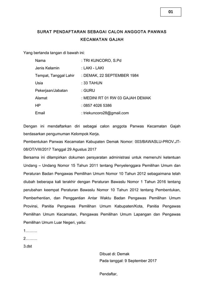 Pengumuman dan formulir panwas kecamatan(1) | PDF