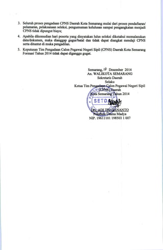 Pengumuman hasil cpns | PDF