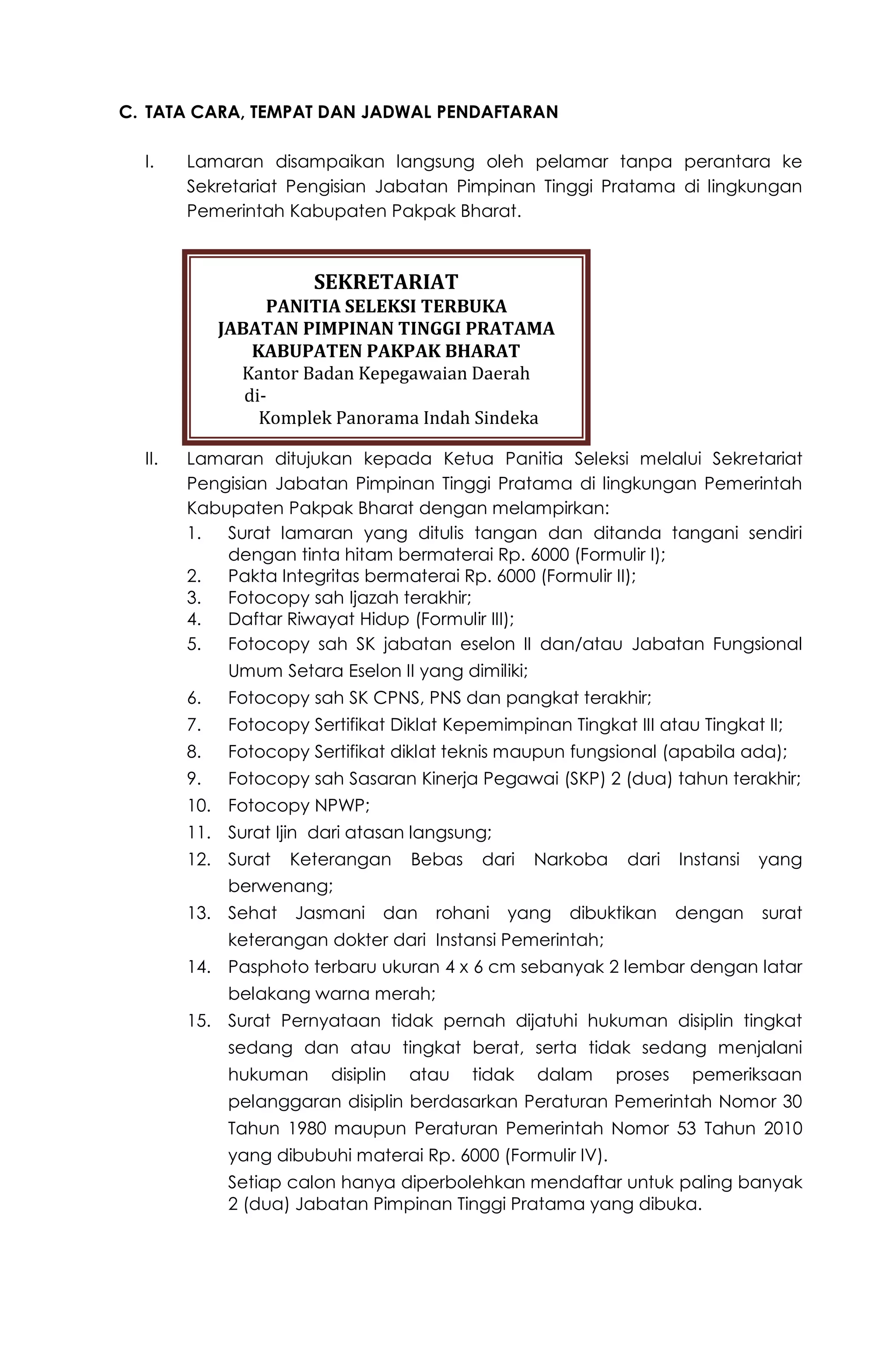 Pengumuman jabatan lowong jpt pratama | PDF