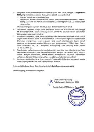INformation akmet kemendag 2020 | PDF