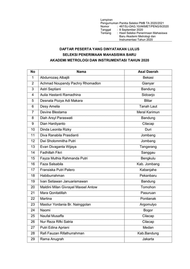 INformation akmet kemendag 2020 | PDF