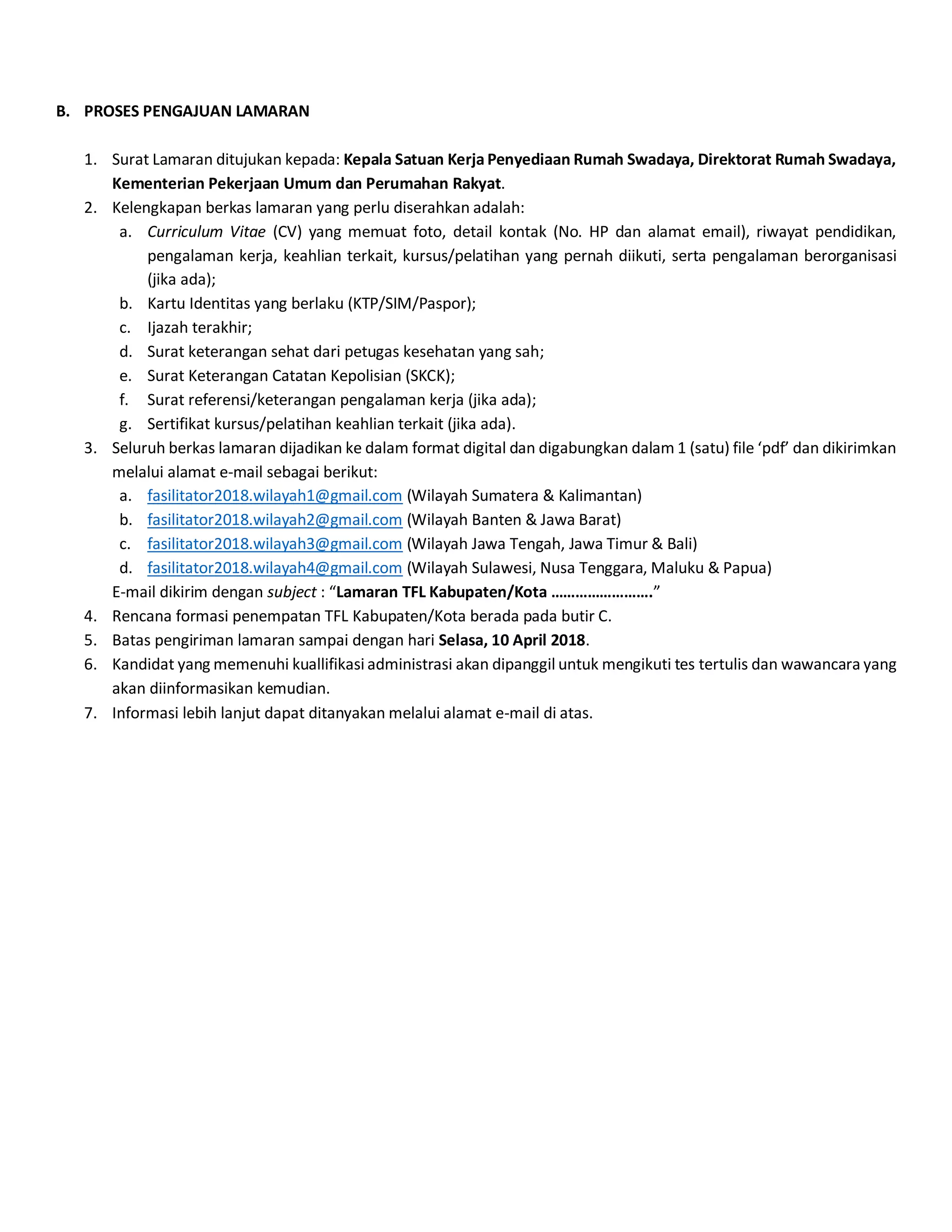 Pengumuman rekrutmen tfl 2018 | PDF