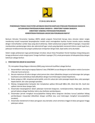 Pengumuman rekrutmen tfl 2018 | PDF