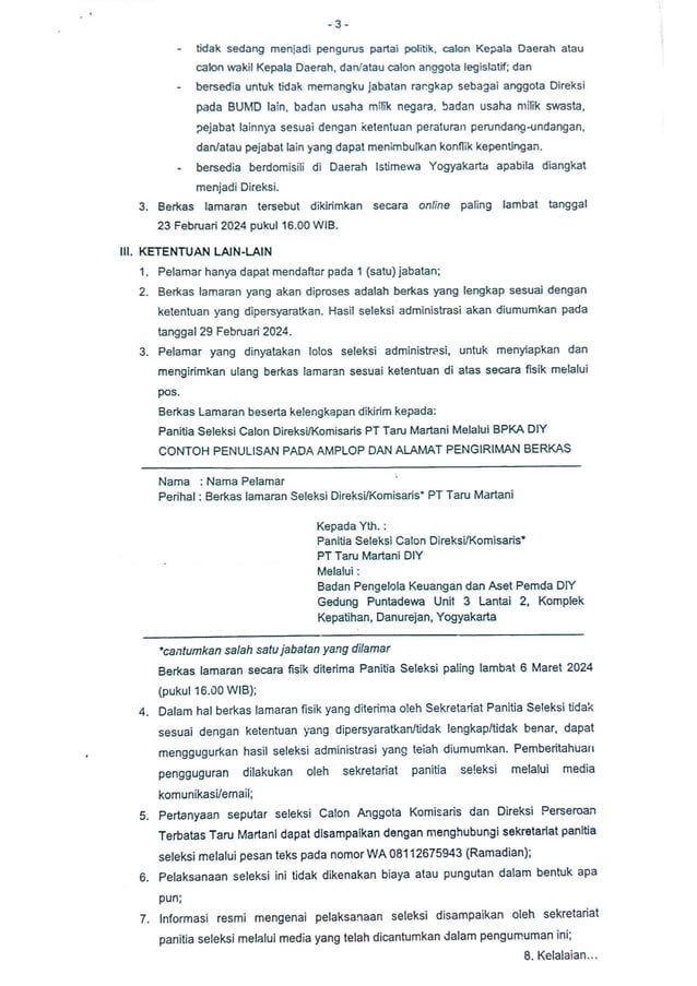 Pengumuman website seleksi direksi dan komisaris Taru Martani.pdf