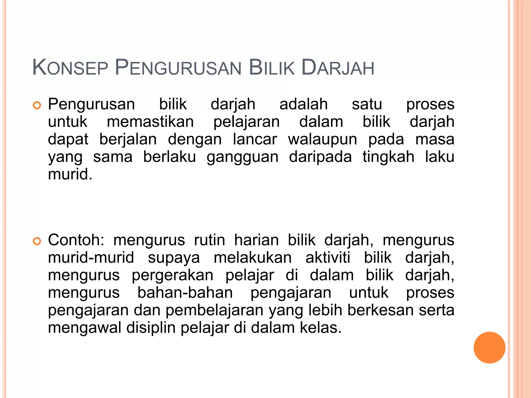 Pengurusan bilik darjah yang berkesan (Jane sebestian taka) | PPTX