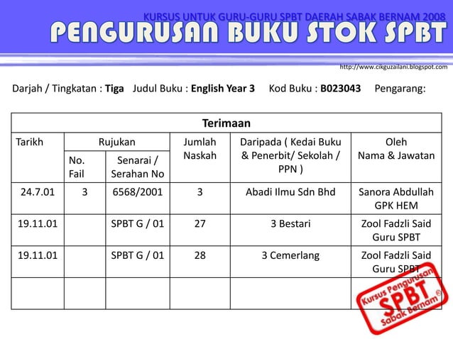 Pengurusan buku stok | PPTX