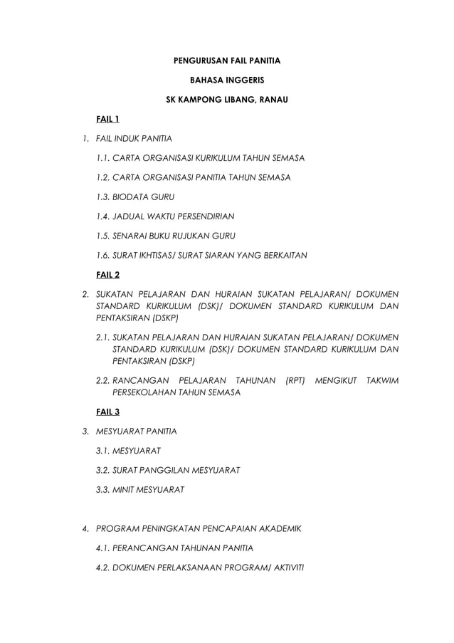 Fail Panitia Bahasa Inggeris | DOC