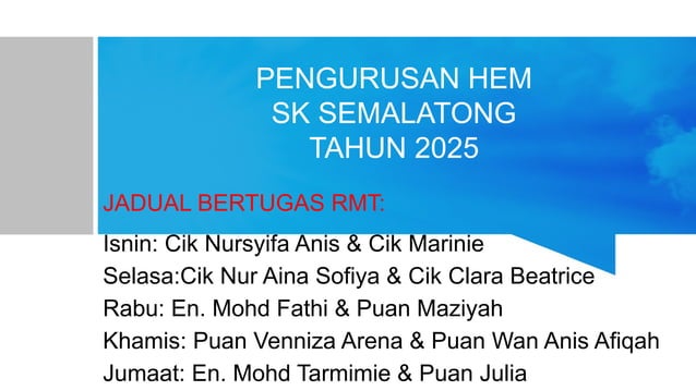 PENGURUSAN HEM 2025 untuk sekolah rendah | PPTX