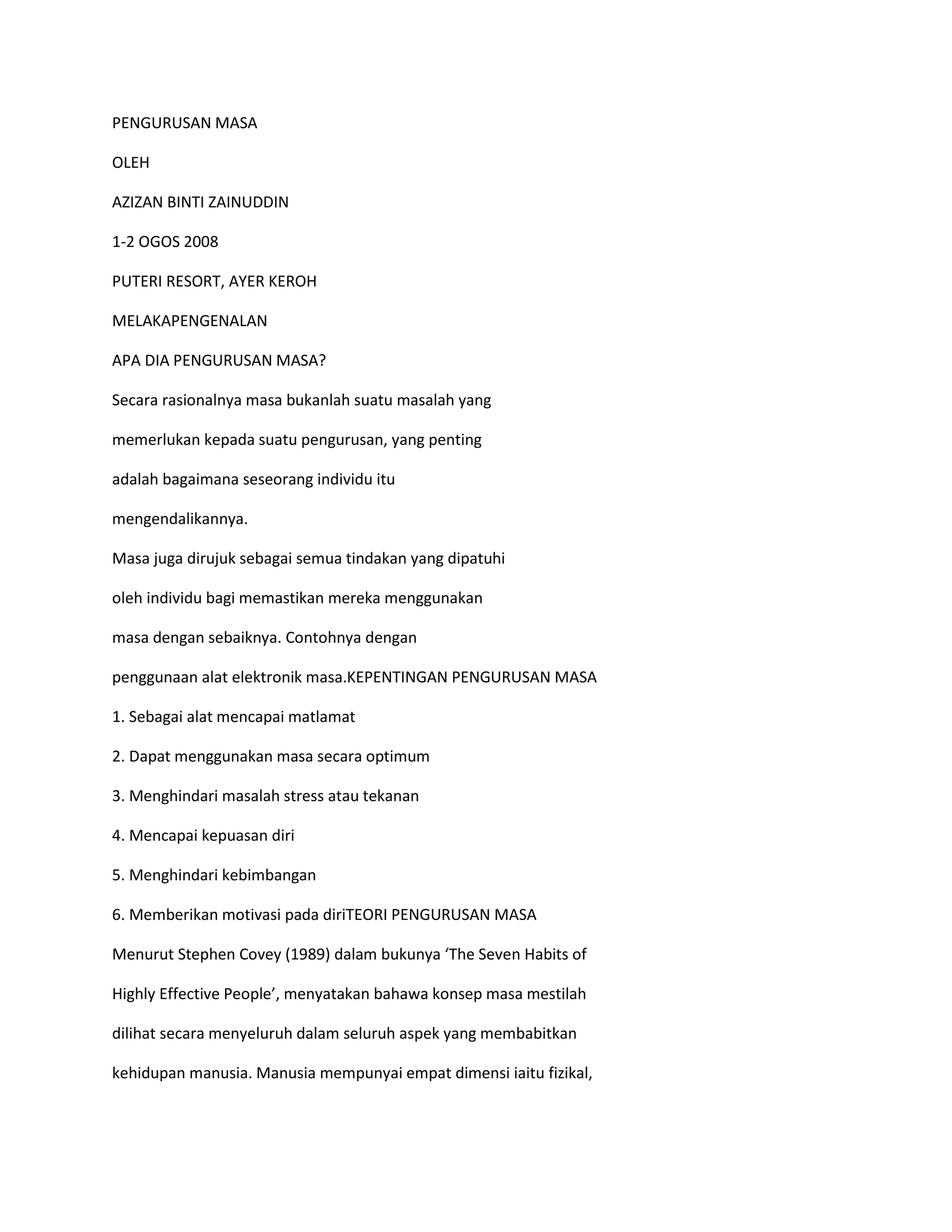 Pengurusan masa | DOCX