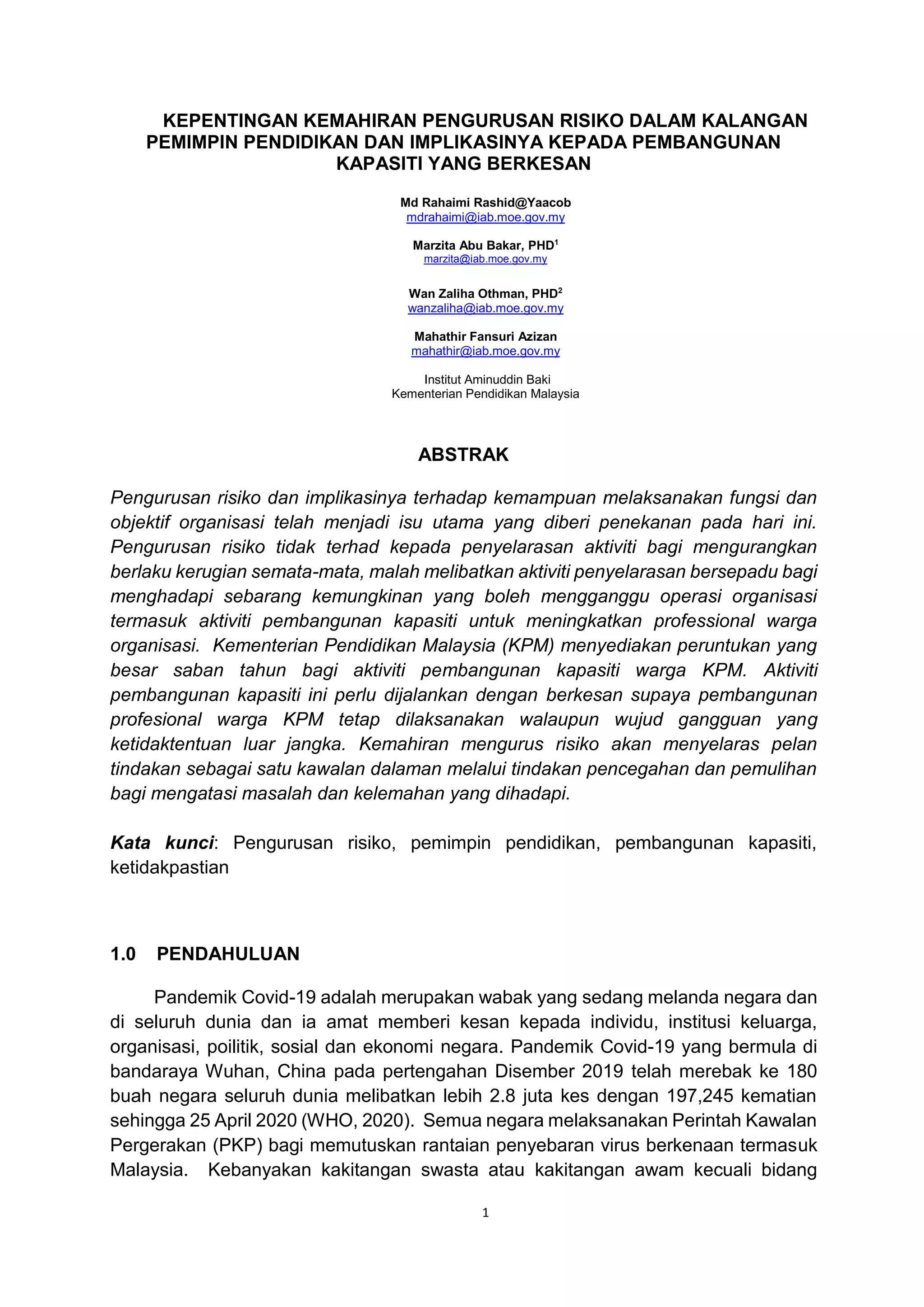 Pengurusan Risiko - IAB | PDF