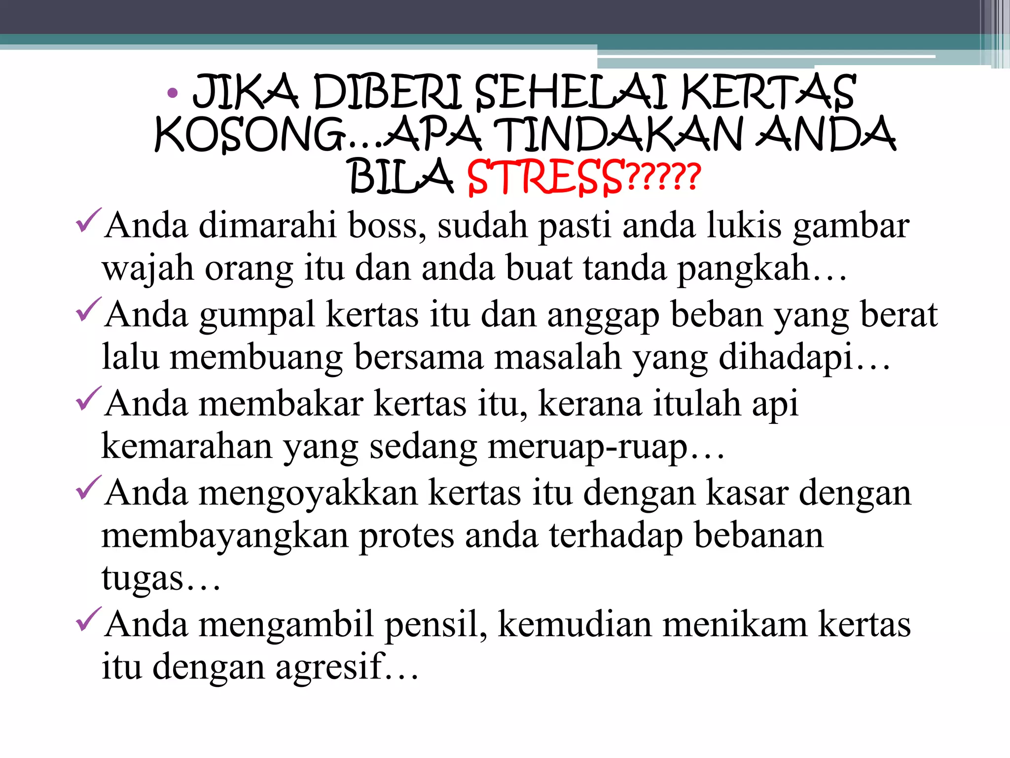 Pengurusan stress ditempat kerja | PPTX