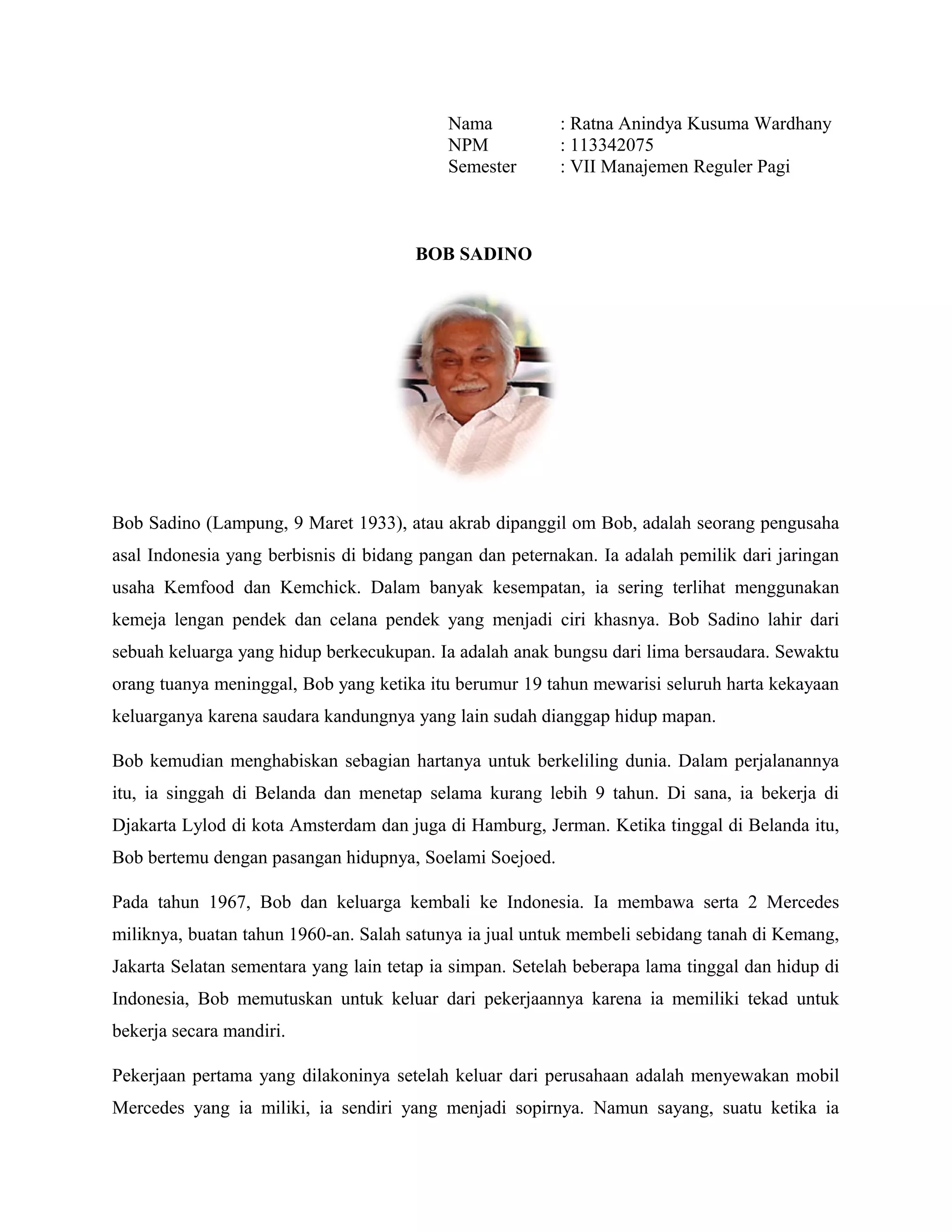 biography bob sadino | DOC
