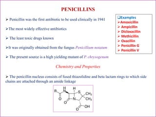 Penicillins- Mechanism of action, Antimicrobial spectrum ...