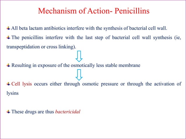 Penicillins- Mechanism of action, Antimicrobial spectrum ...