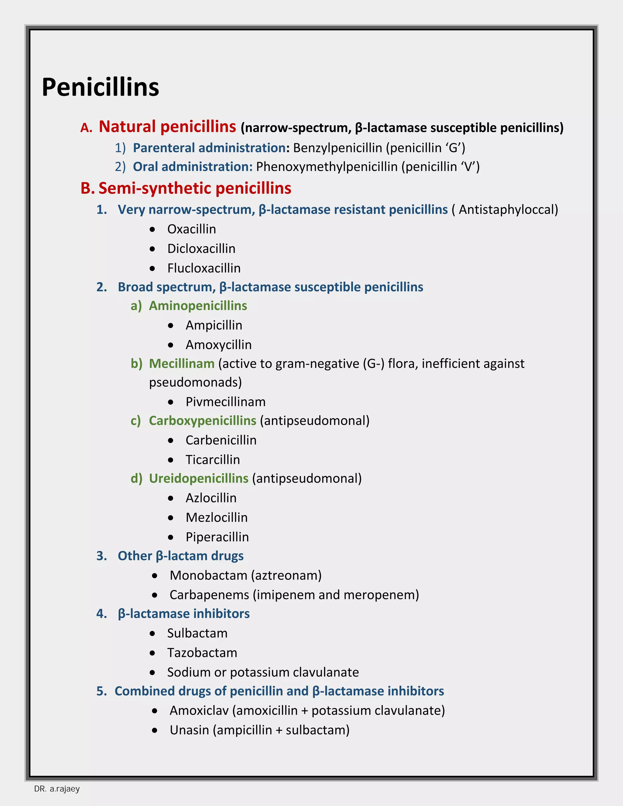 Penicillin's classification | PDF