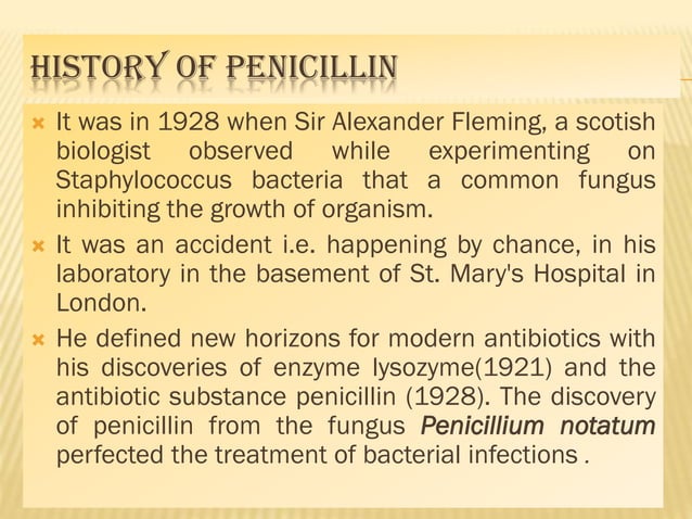 Story of penicillin | PPTX | Chemistry | Science
