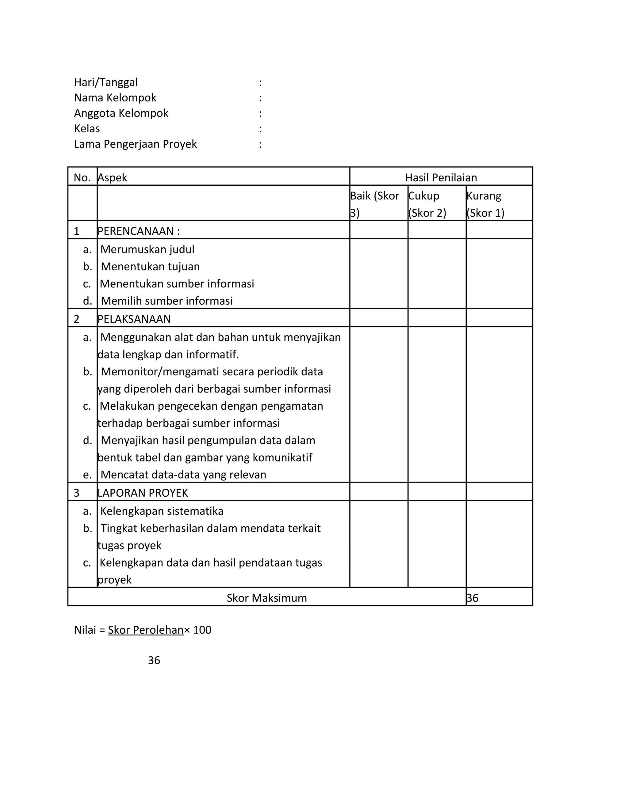 Penilaian proyek-ehb | DOC