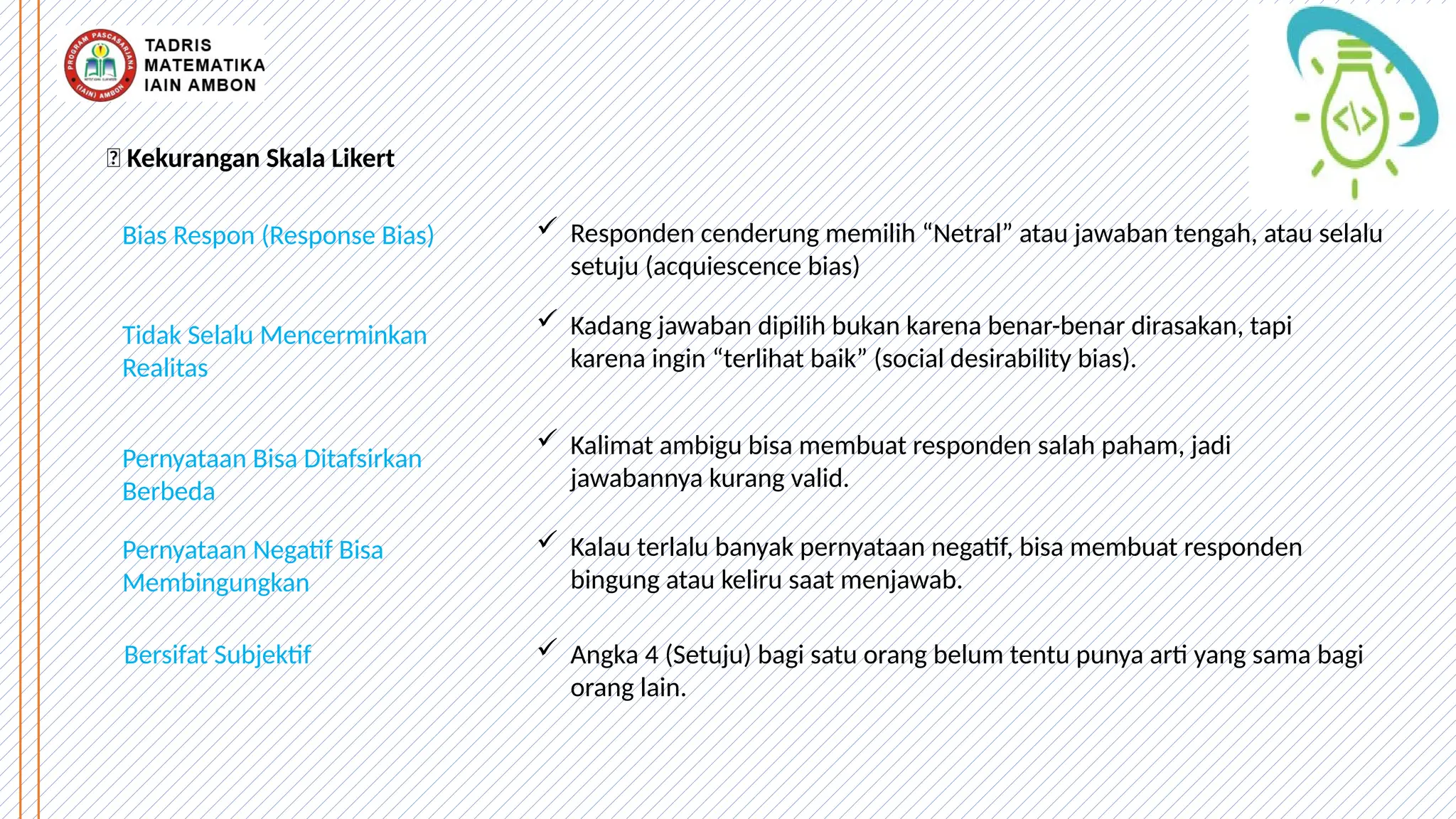 PENILAIAN BERBASIS SKLA LIKERT yang digunakan oleh guru untuk mengukur ...