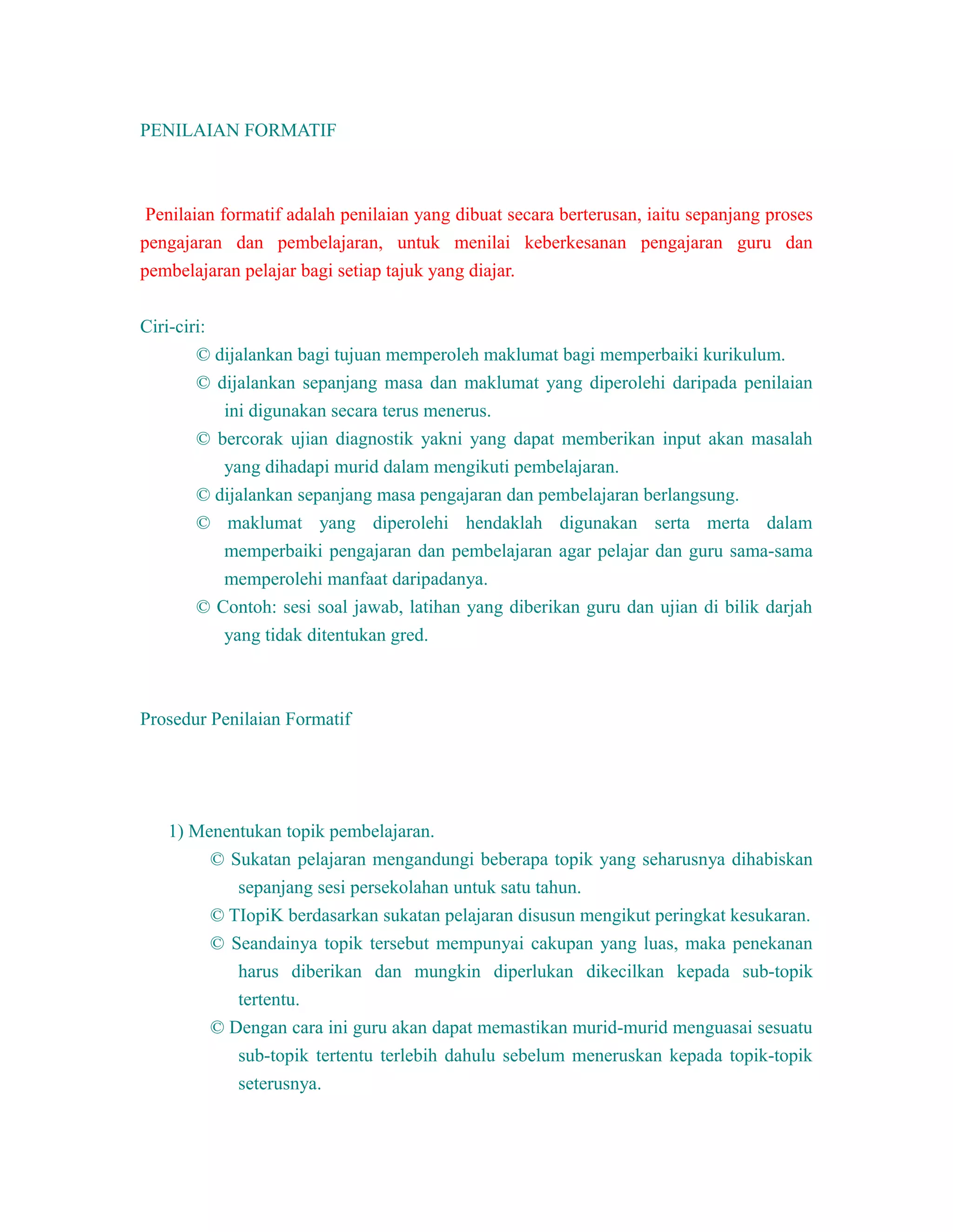 Penilaian formatif & sumatif | DOC