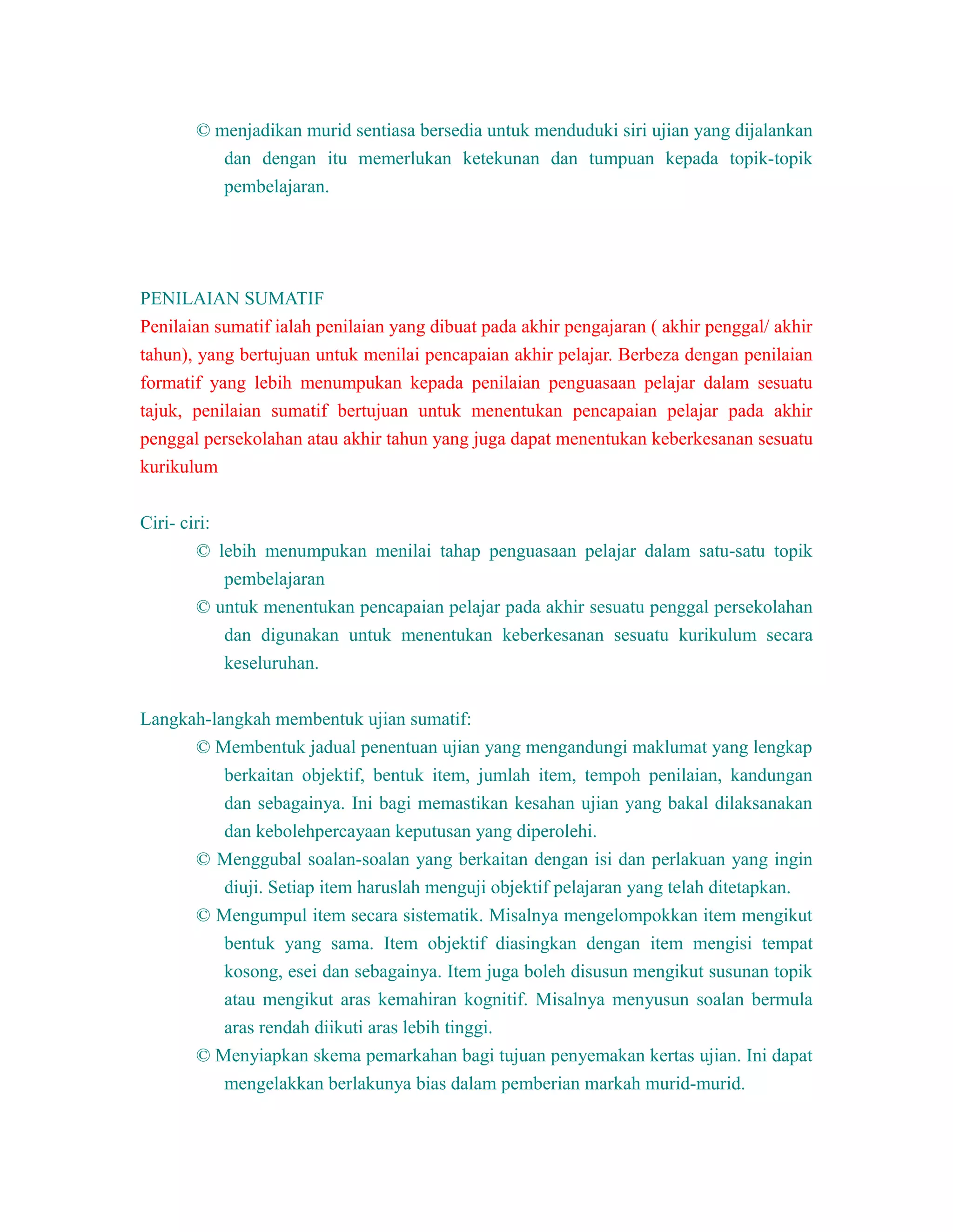Penilaian formatif & sumatif | DOC
