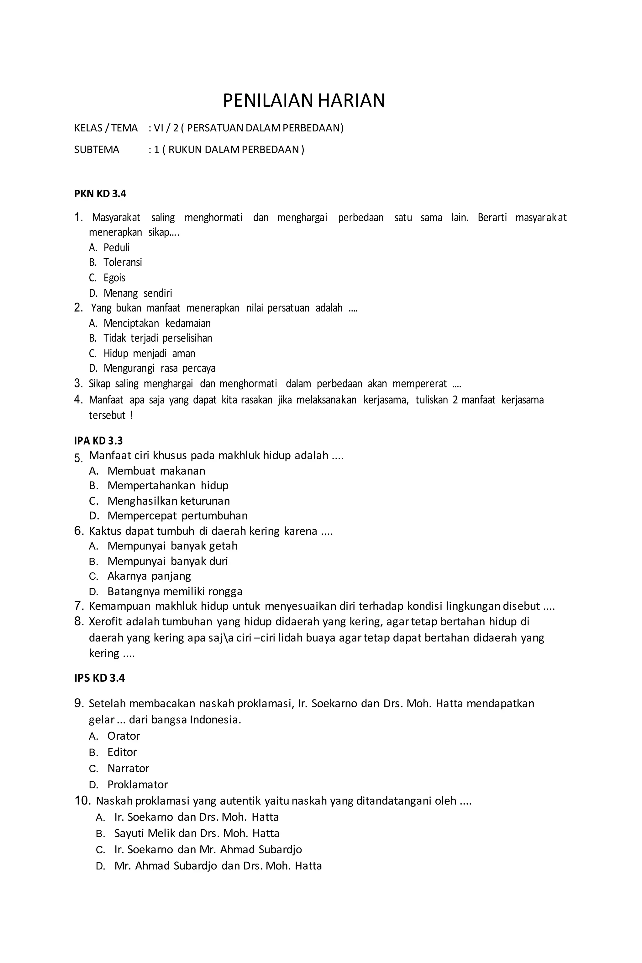 PENILAIAN HARIAN TEMA 2 .docx