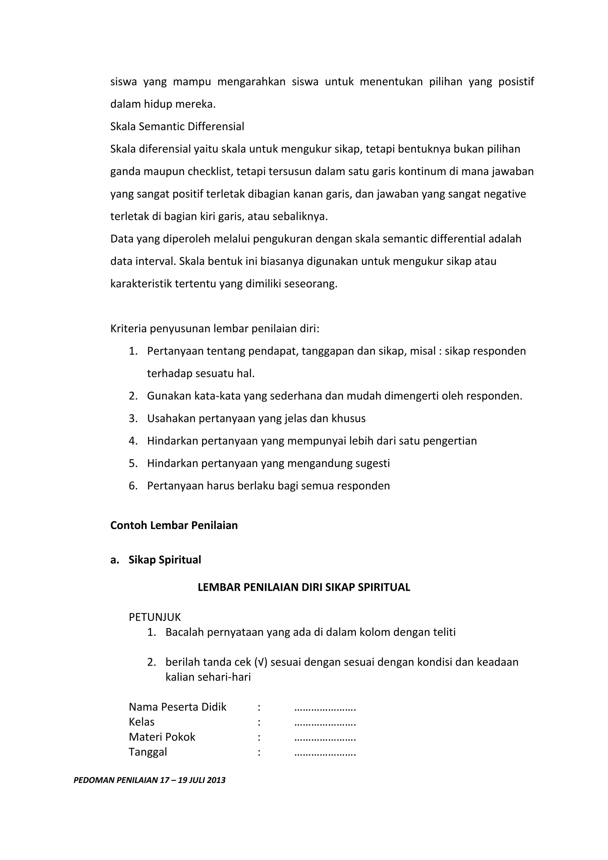 Penilaian kompetensi sikap | PDF