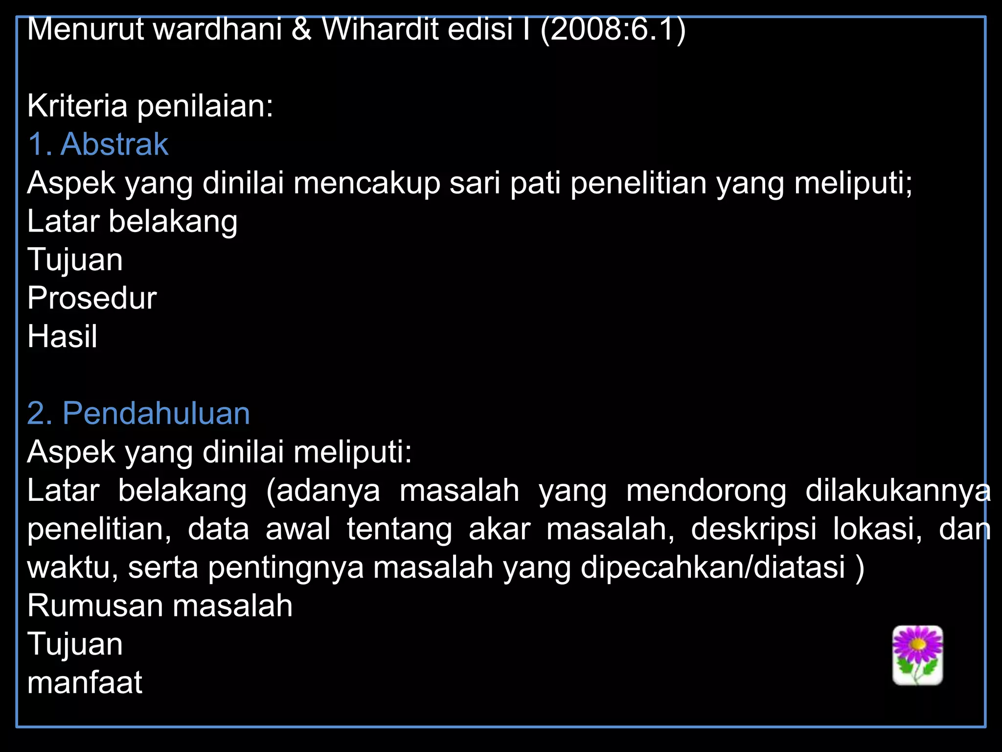 Penilaian laporan hasil penelitian tindakan kelas | PPTX