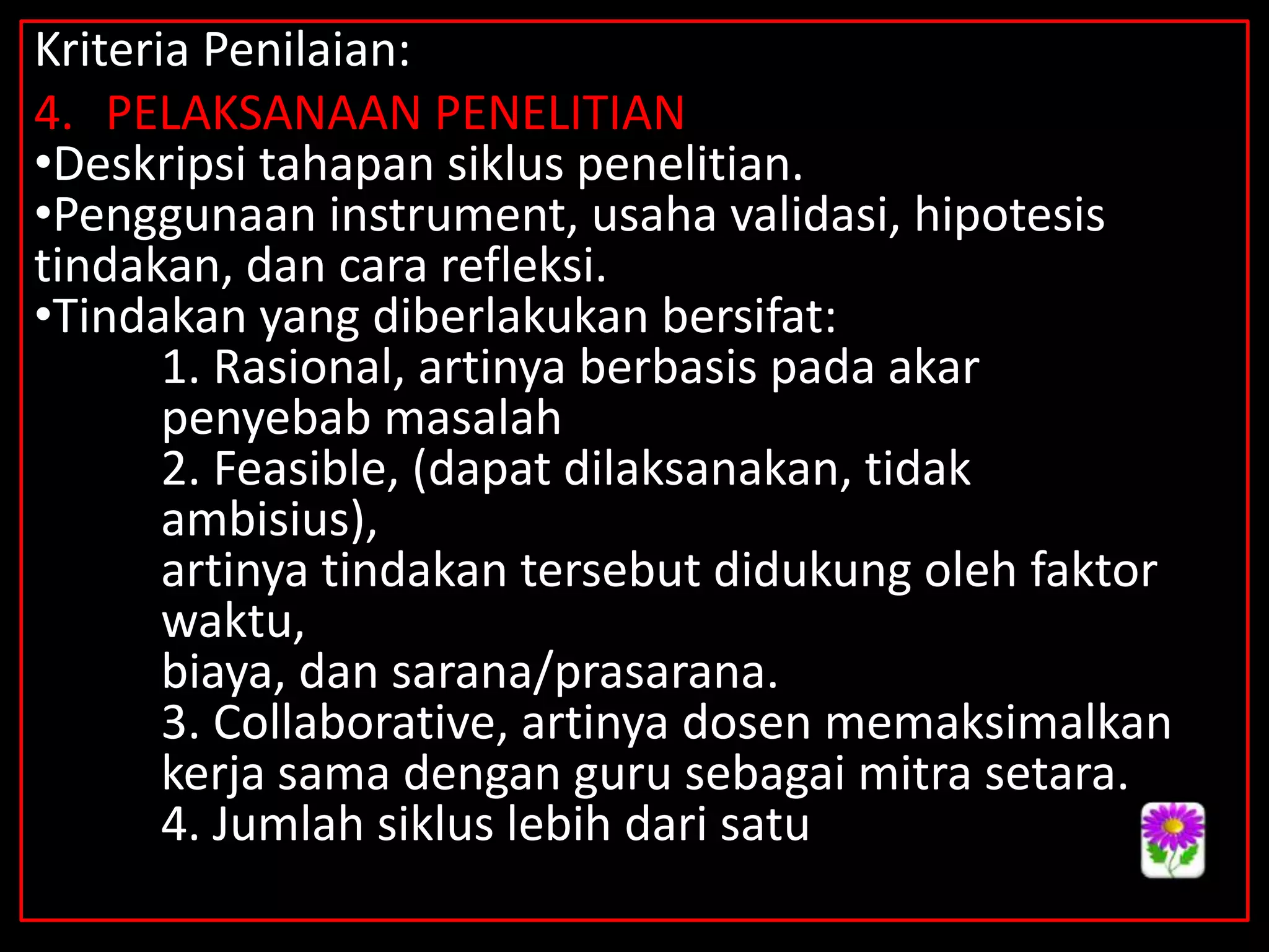 Penilaian laporan hasil penelitian tindakan kelas | PPTX