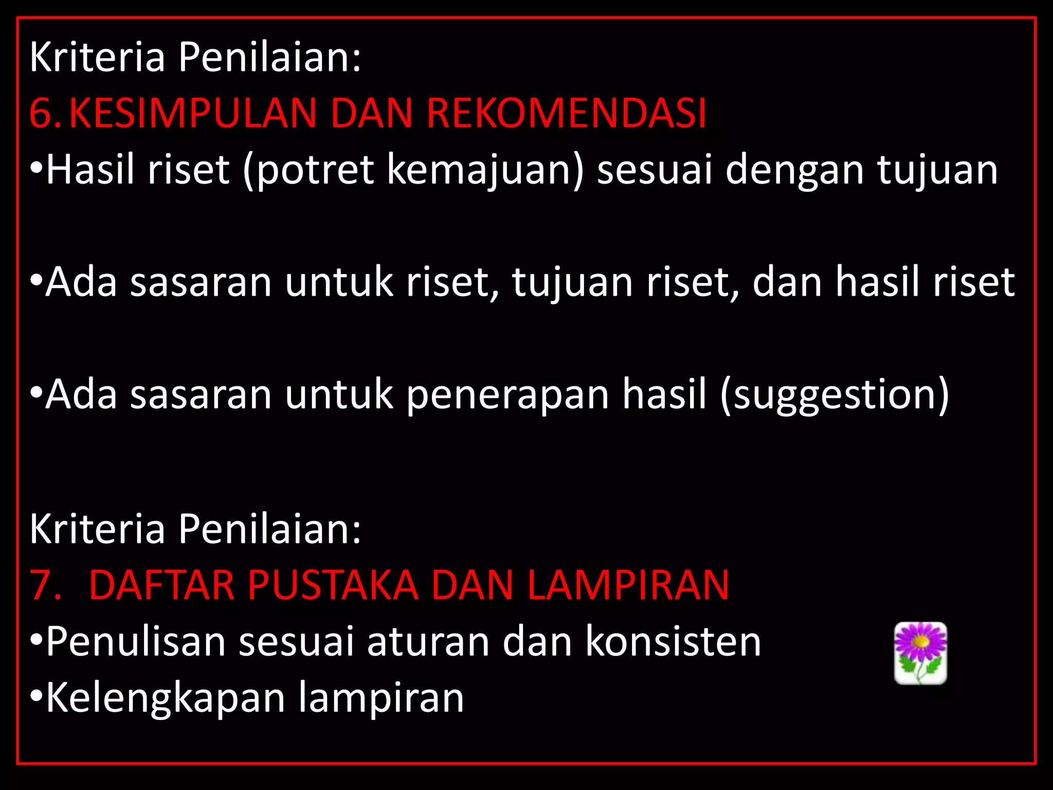 Penilaian laporan hasil penelitian tindakan kelas | PPTX