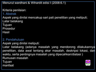 Penilaian laporan hasil penelitian tindakan kelas | PPTX