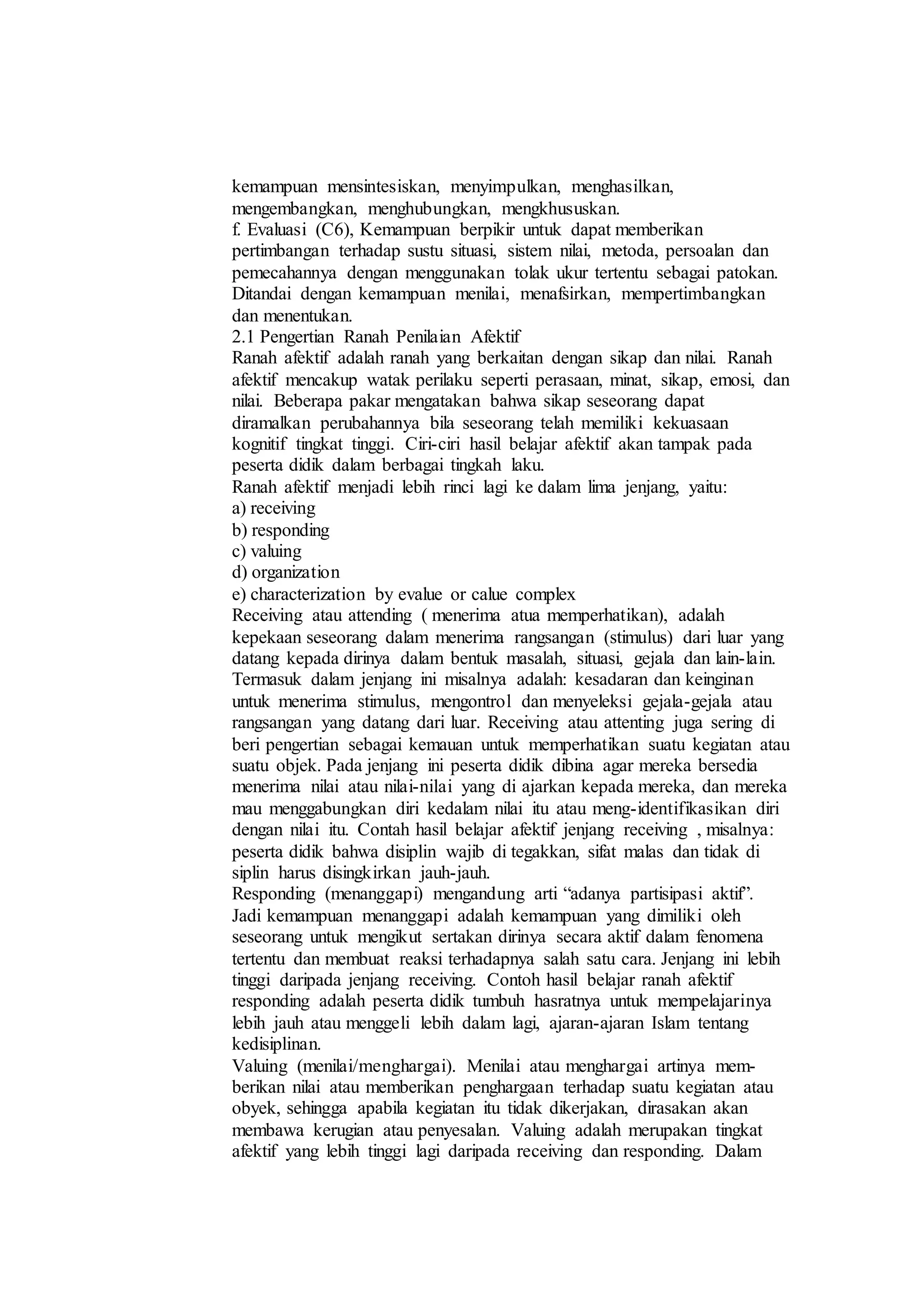 Penilaian ranah afektif | DOCX