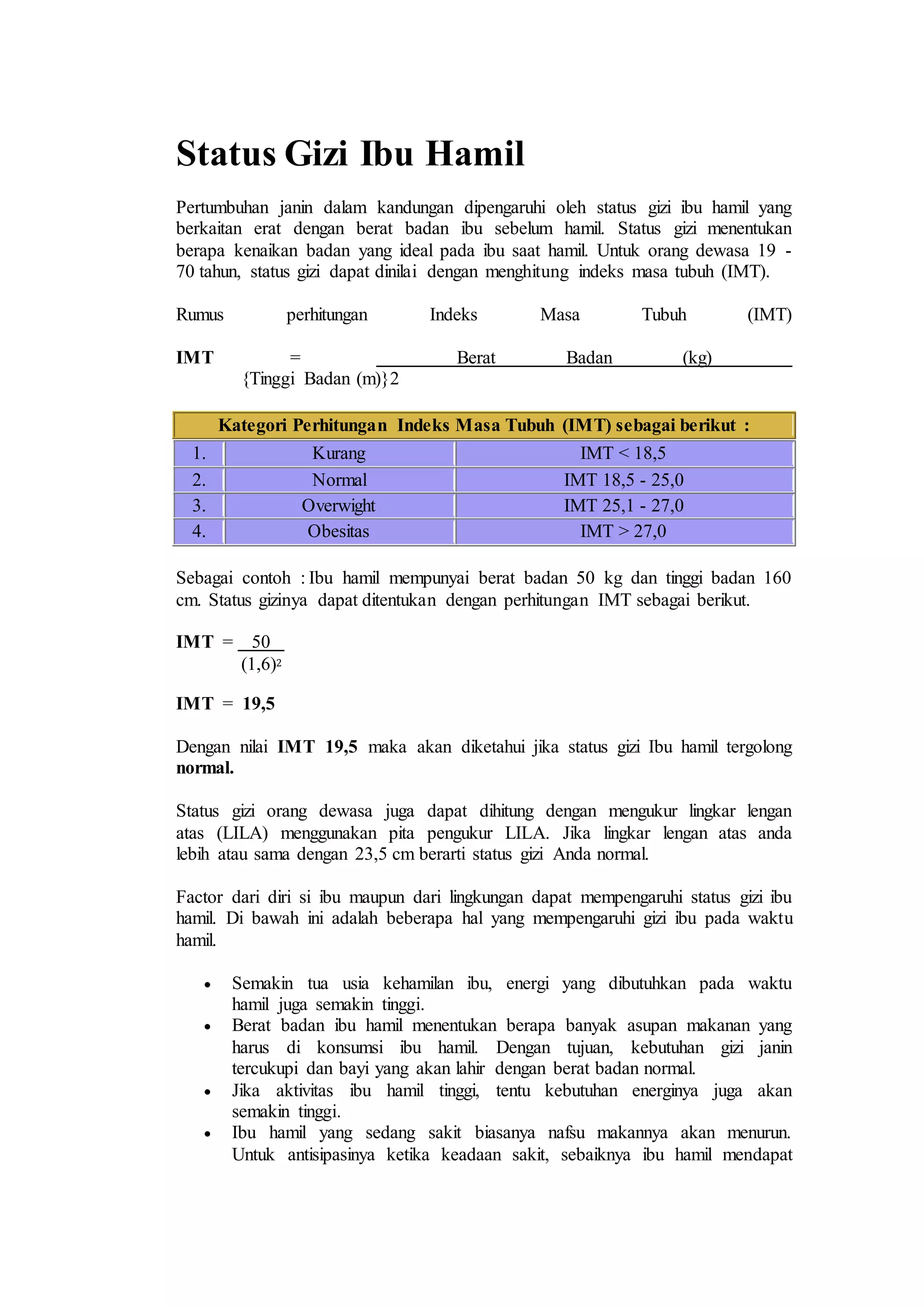Penilaian status gizi ibu hamil | DOCX