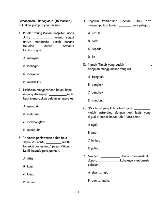 Penilaian Sumatif Bahasa Melayu Tahun 6 | PDF