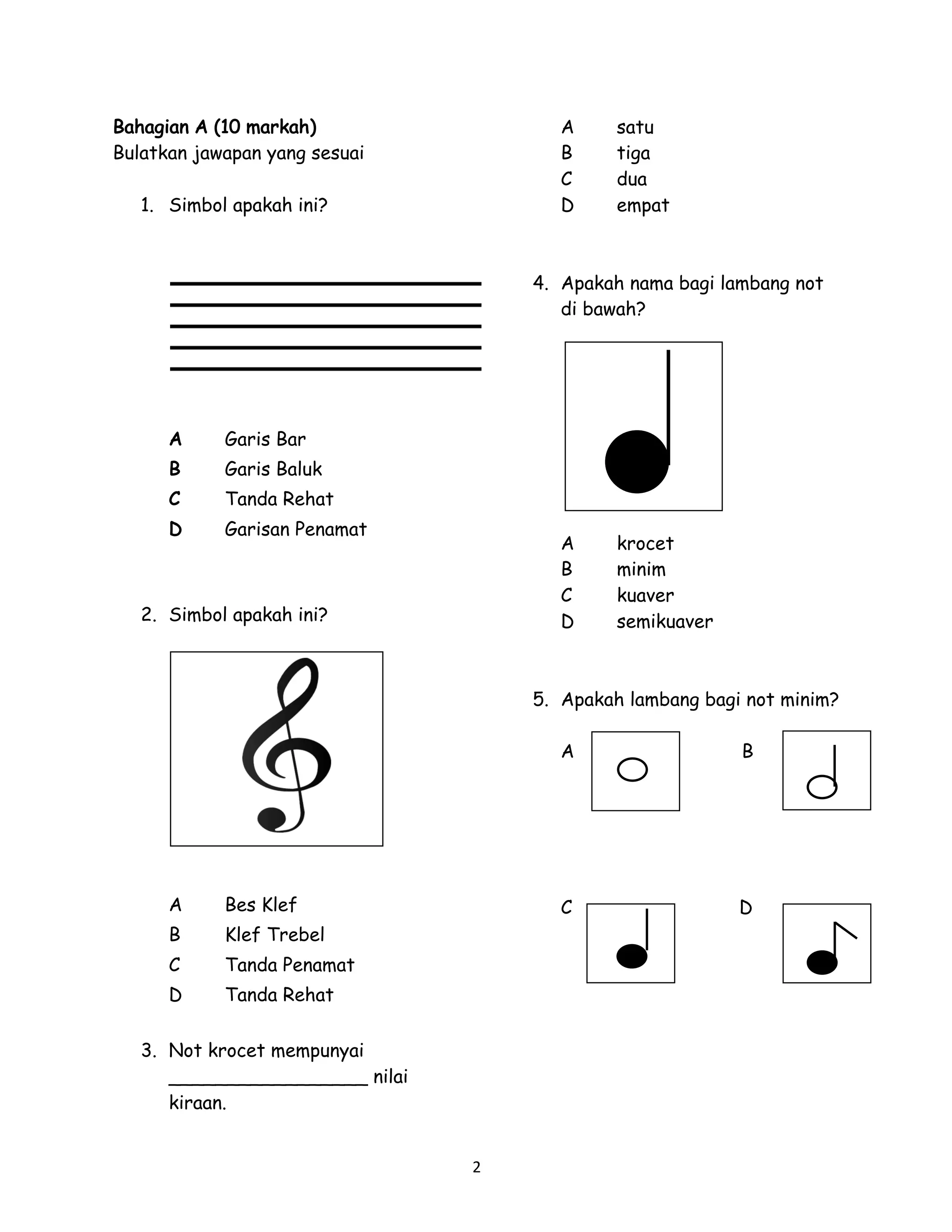 Penilaian sumatif muzik tahun 3 | PDF