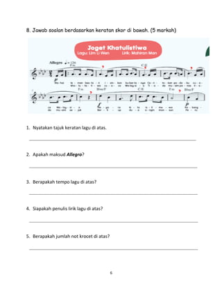 Penilaian Sumatif Muzik Tahun 5 | PDF