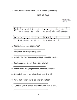 Penilaian Sumatif Muzik Tahun 6 | PDF
