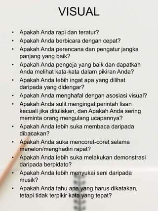 Penilaian Visual Auditorial-Kinestetik | PPTX