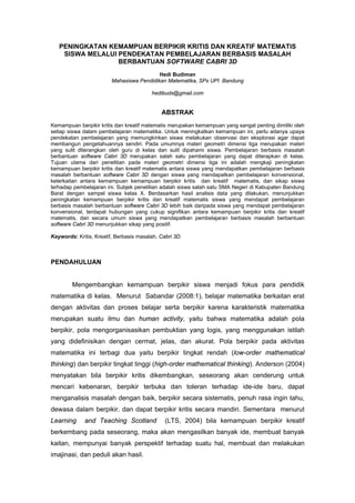 Peningkatan kemampuan berpikir kritis | PDF