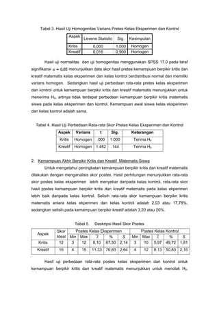 Peningkatan kemampuan berpikir kritis | PDF
