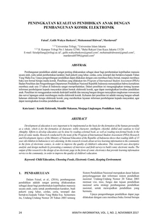 Peningkatan kualitas pendidikan anak dengan pembangunan komik ...