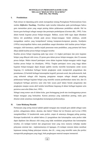 Peningkatan profesionalisme guru melalui reflektif teaching | PDF