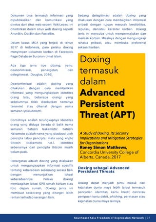 Peningkatan Serangan Doxing dan Tantangan Perlindungannya di Indonesia | PDF