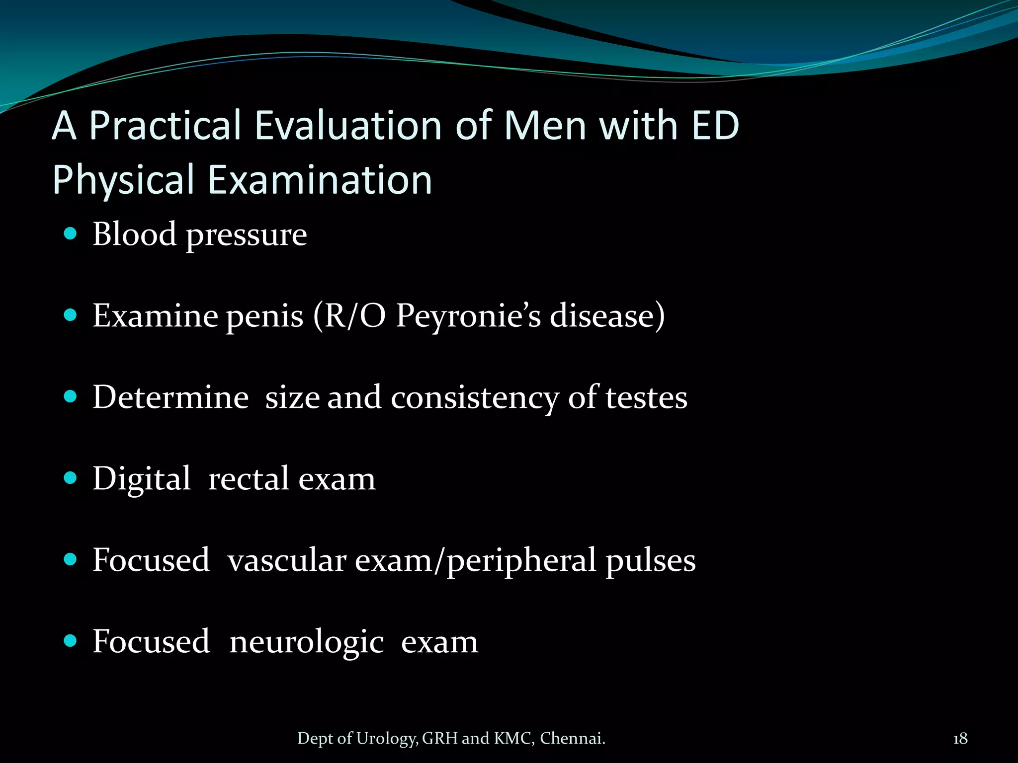 Penis ed- evaluation and non surgical management | PPT