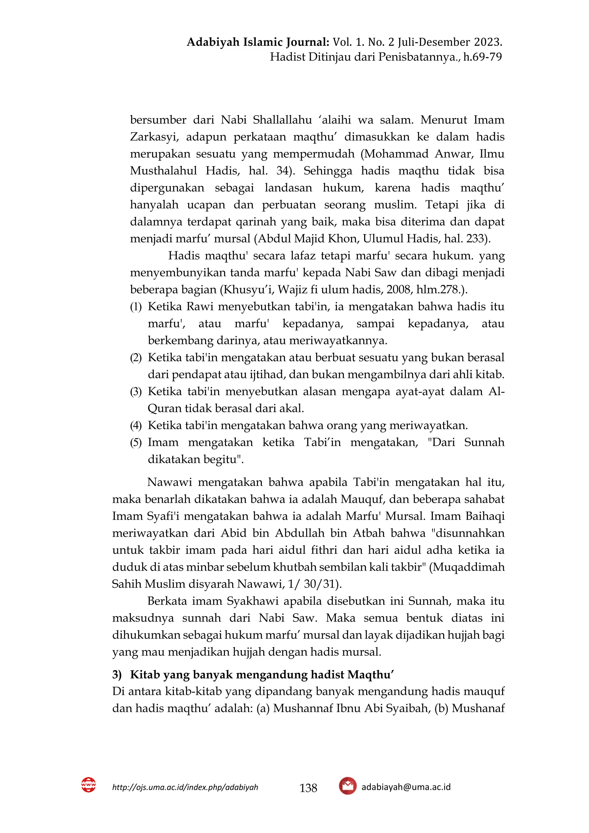 PEMBAGIAN hadits ditinjau dari segi penisbatan | PDF